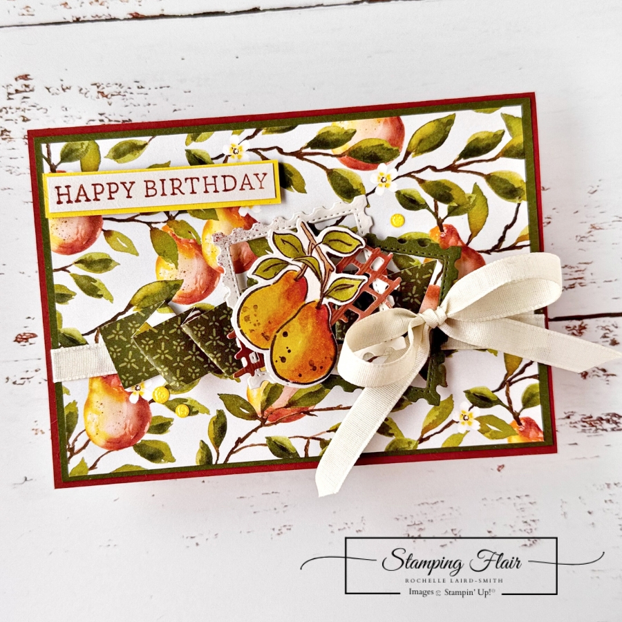 New at SU Blog Hop - Painterly Pears Birthday Card - Stamping Flair